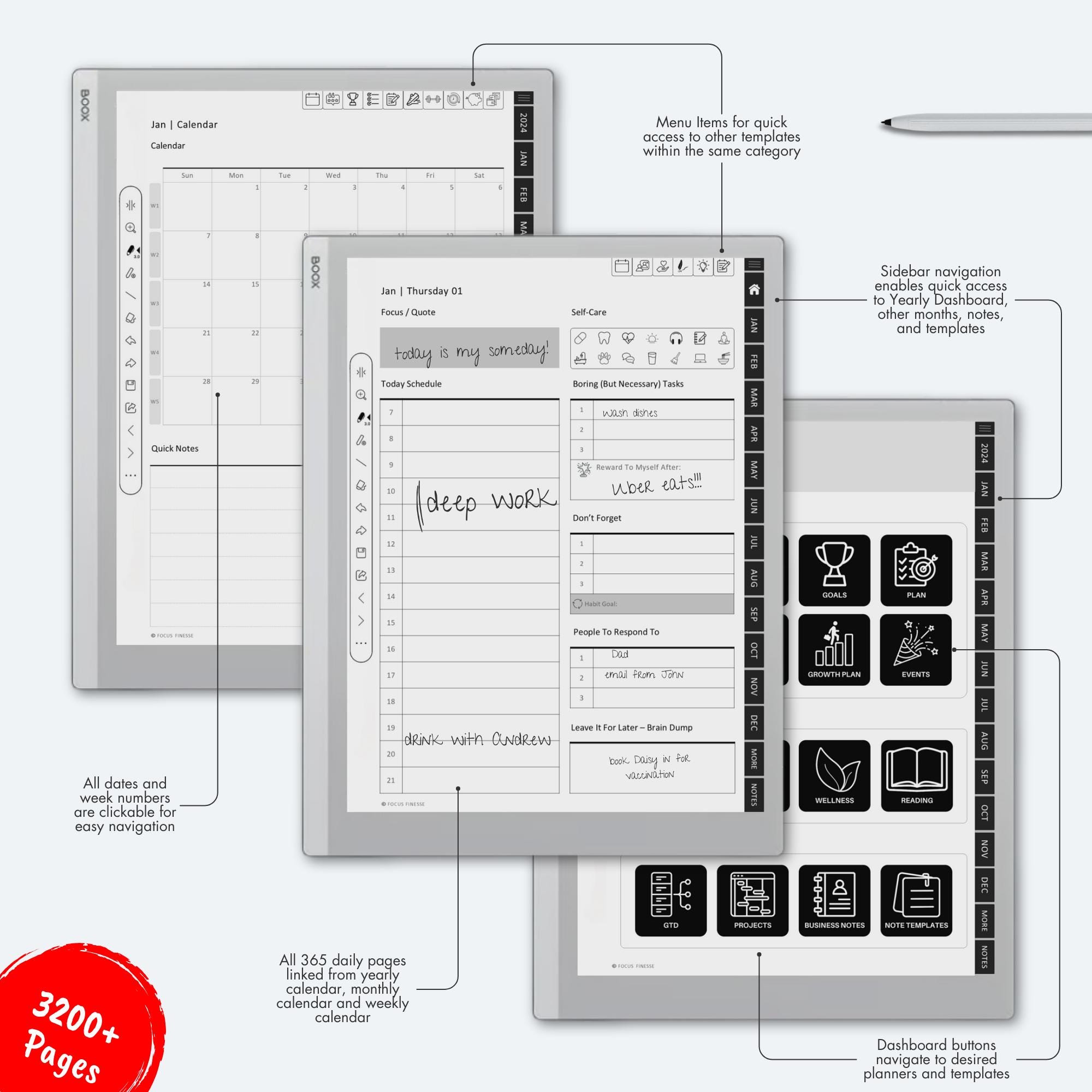 Onyx Boox Go 10.3 Templates, Ultimate Digital Planner for 2026 2027 ...