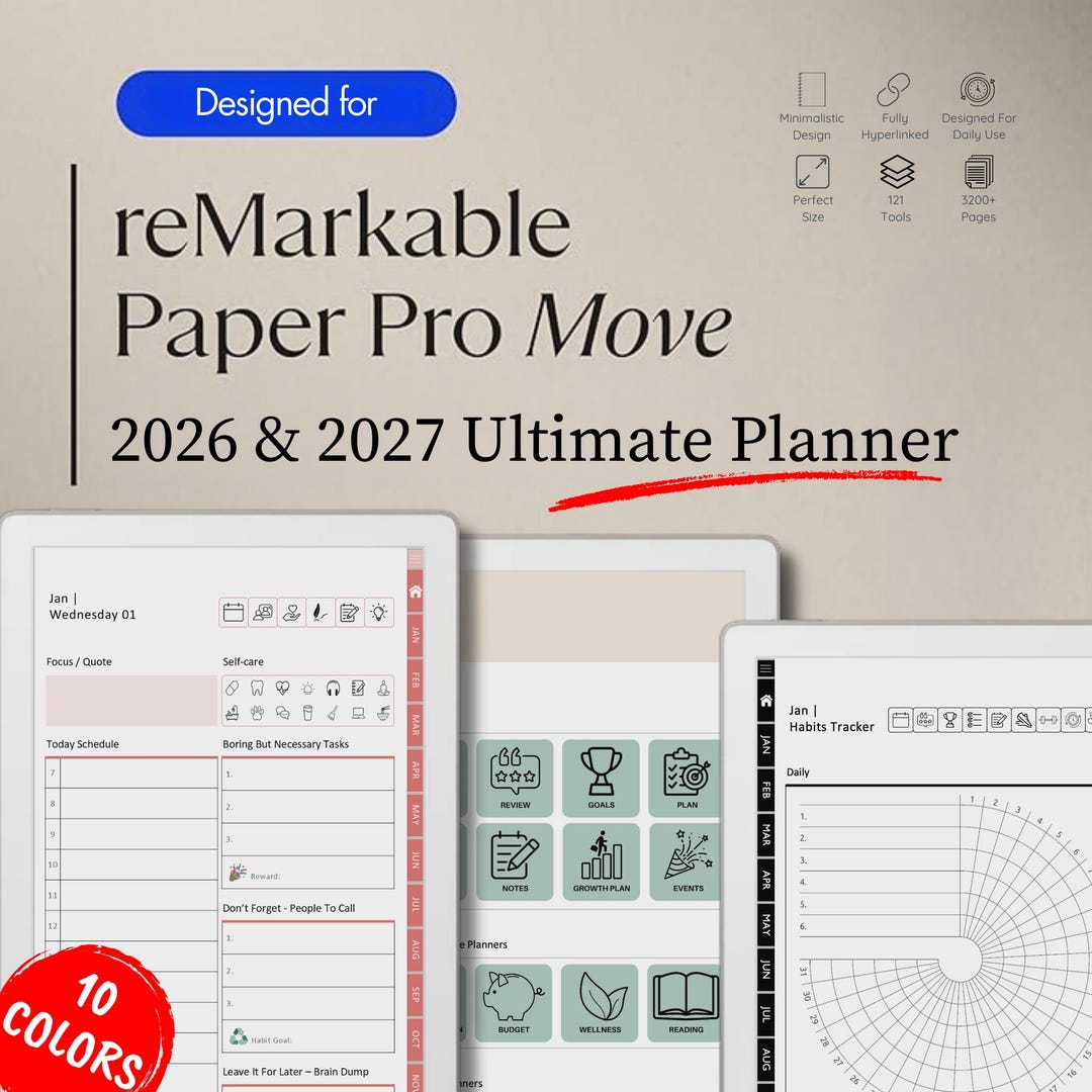 For Remarkable Paper Pro Move - Template Planner for 2026 & 2027 - Etsy