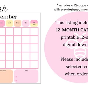 12 Month Planner, Printable, Digital Download - Etsy