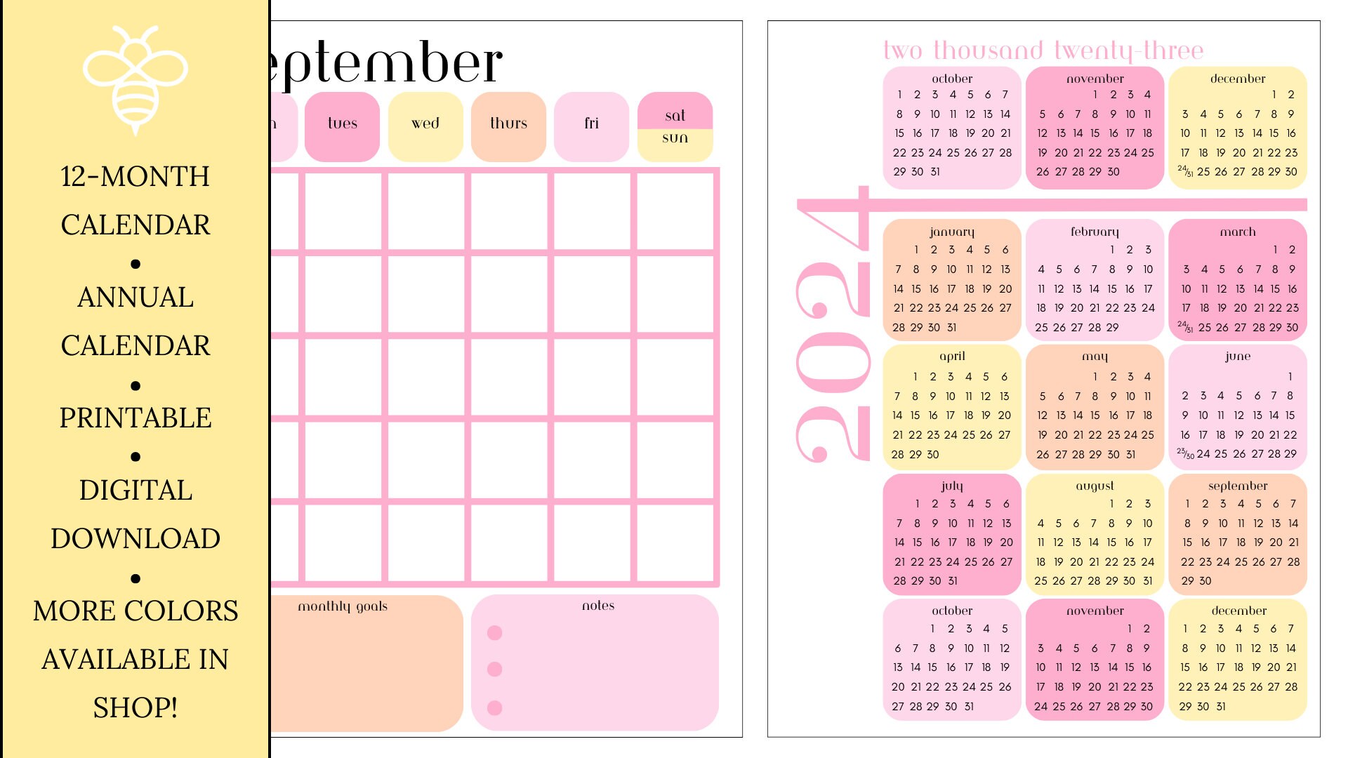 12 Month Planner, Printable, Digital Download - Etsy