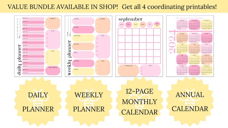 12 Month Planner, Printable, Digital Download - Etsy