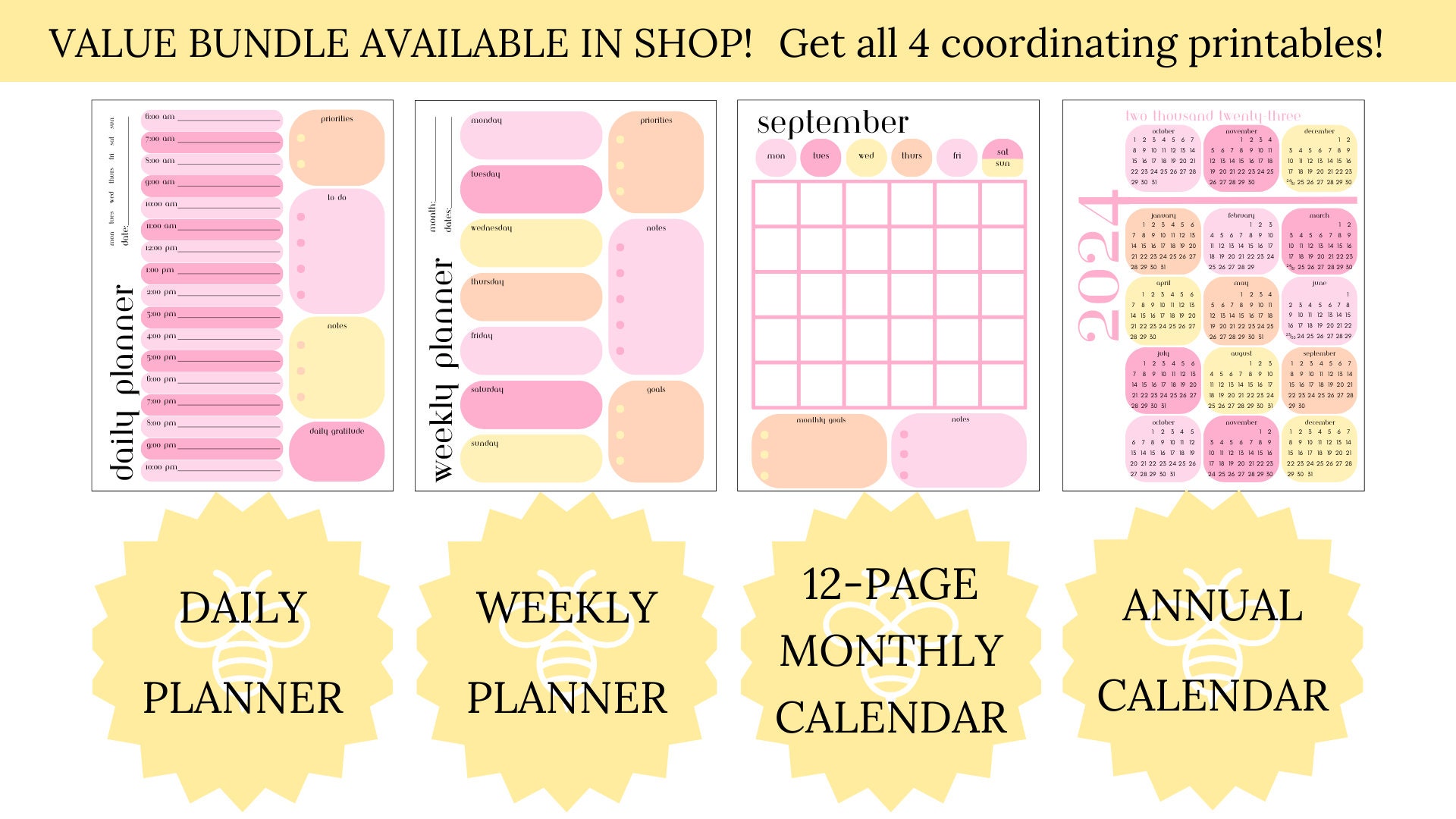 12 Month Planner, Printable, Digital Download - Etsy