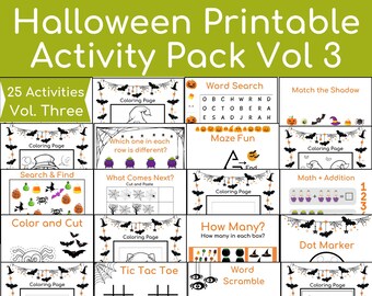 Halloween Printable Kids Activity Pack, Coloring Pages, Word Search ...