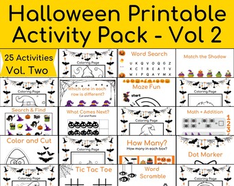 Halloween Printable Kids Activity Pack, Coloring Pages, Word Search ...