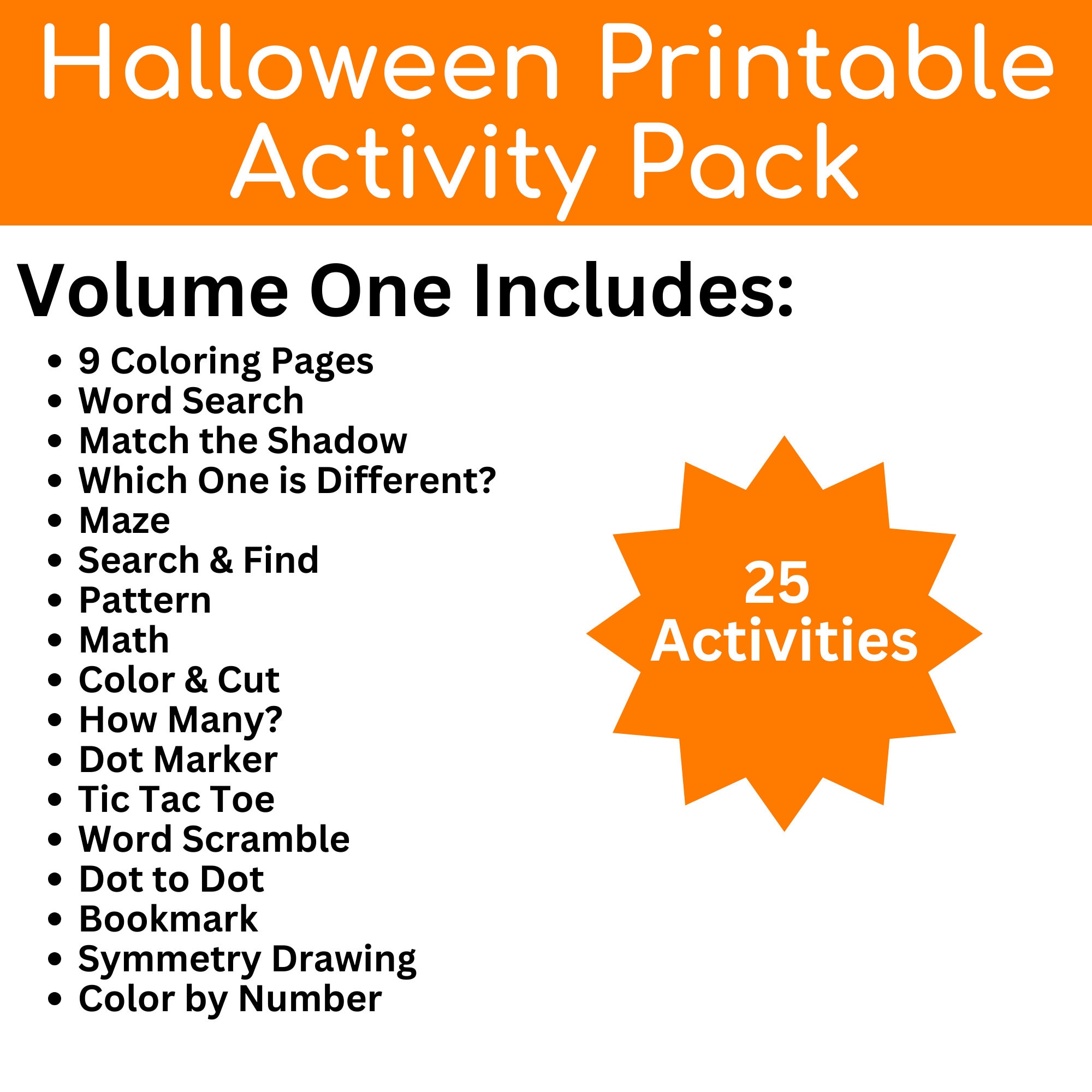 Halloween Printable Kids Activity Pack, Coloring Pages, Word Search ...