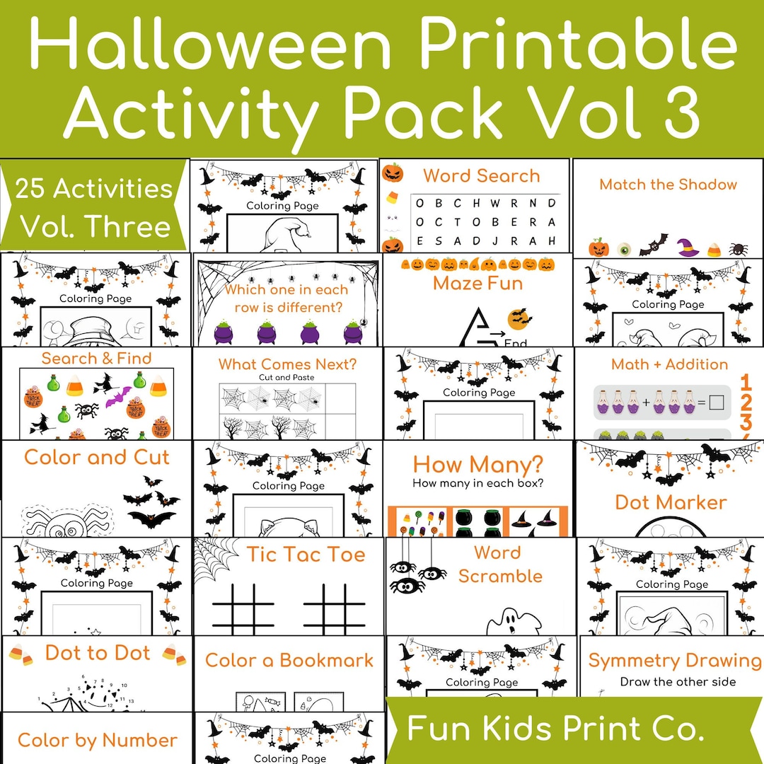 Halloween Printable Kids Activity Pack, Coloring Pages, Word Search ...