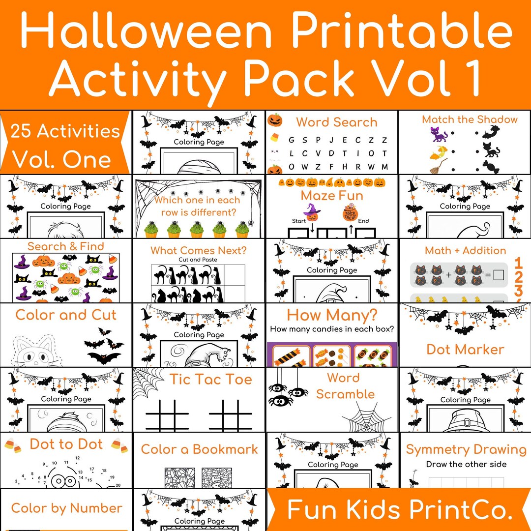 Halloween Printable Activities for Kids, Coloring Pages, Word Search ...