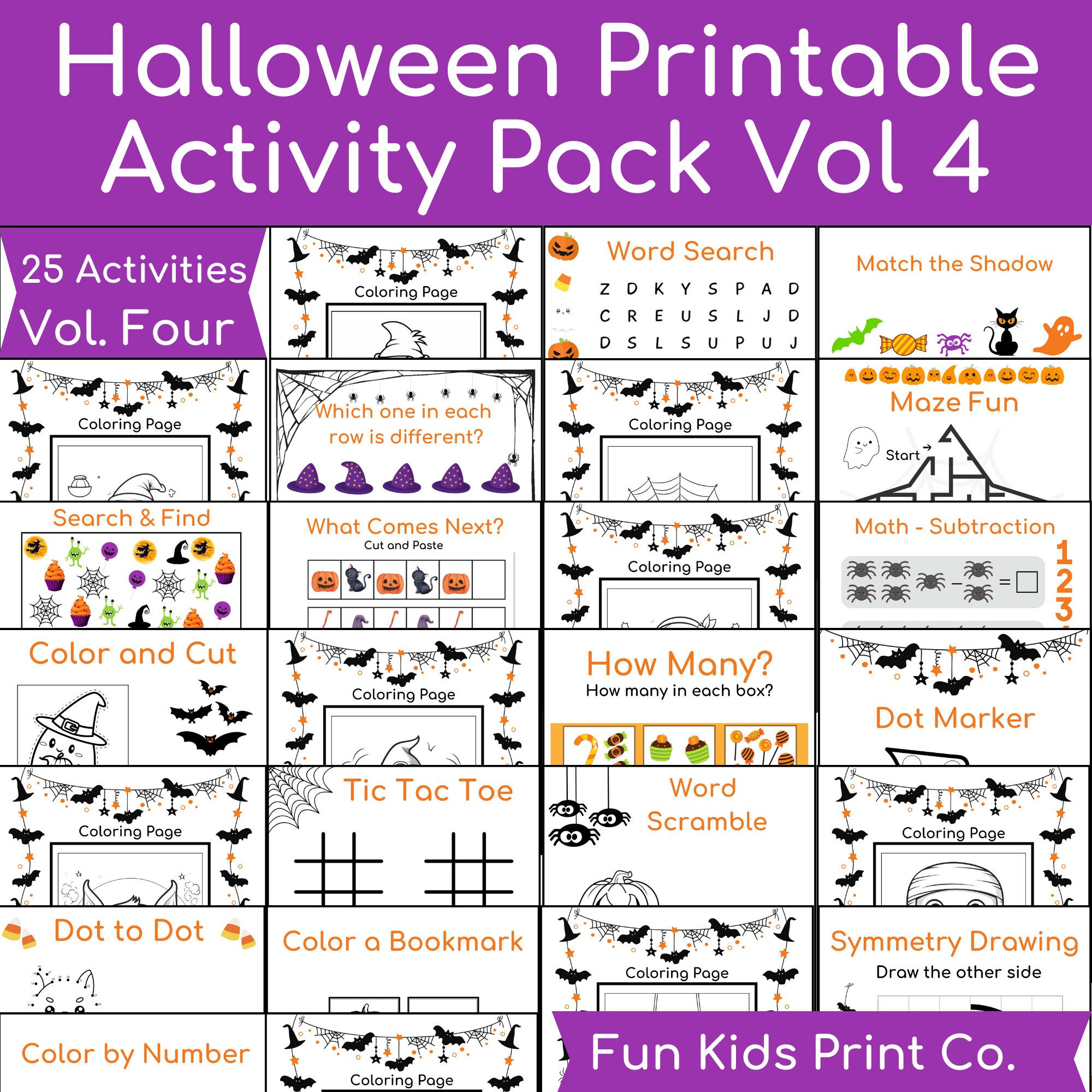 Halloween Printable Kids Activity Pack, Coloring Pages, Word Search ...