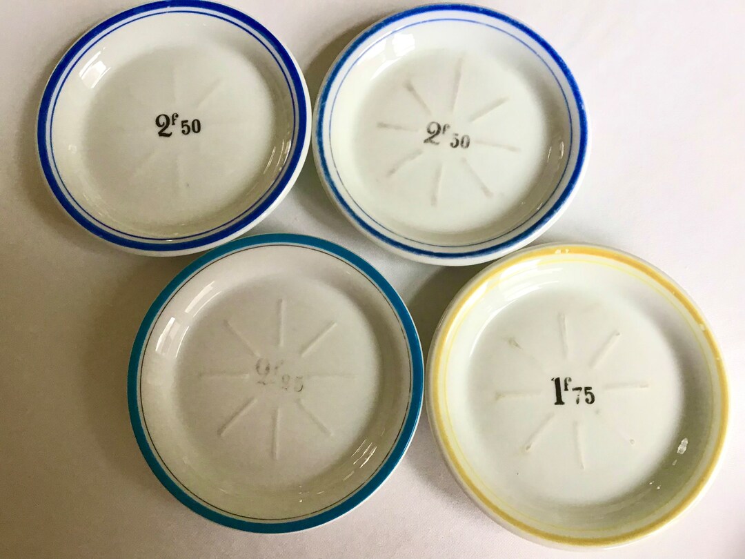 French Bistro Tip Plates / Made in Korea / Reproduction Plates / Set of ...