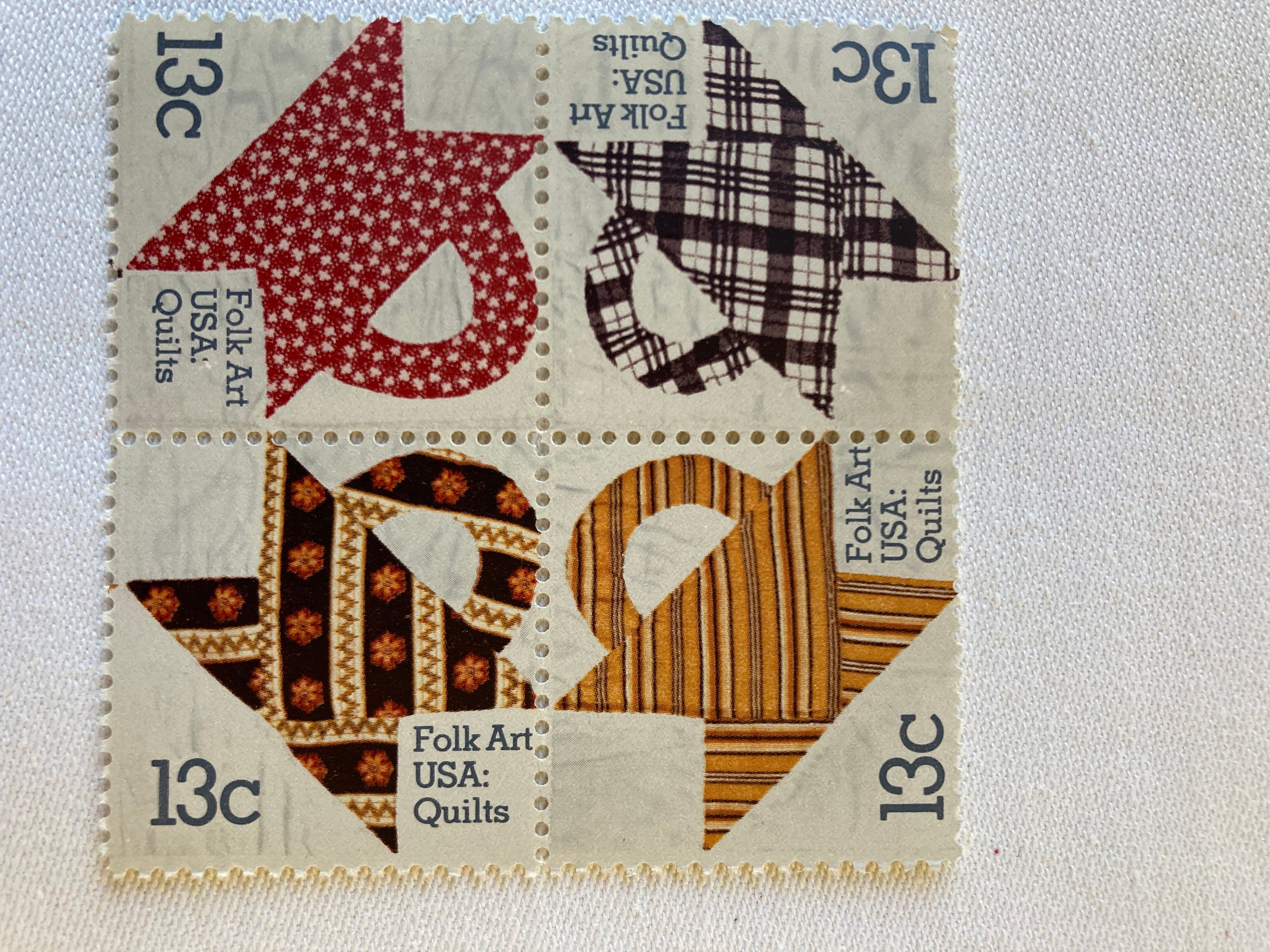 Set of 8 / US Postage Stamps / Wedding Invitations / Quilts / Folk Arts ...