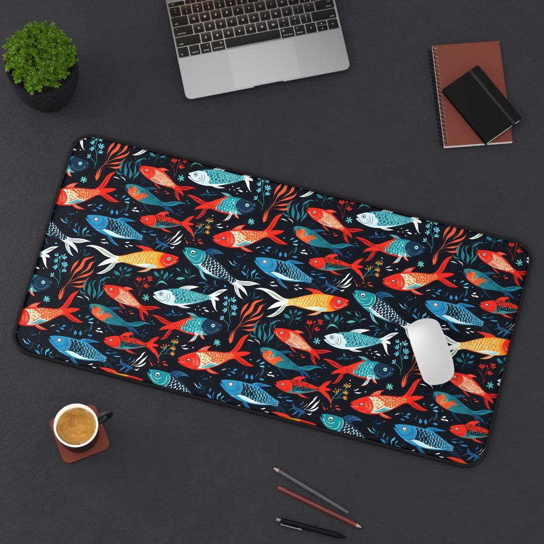 Koi Fish Desk Mat, Koi Fish Mouse Pad, Desktop Work Pad, Multiple Sizes ...
