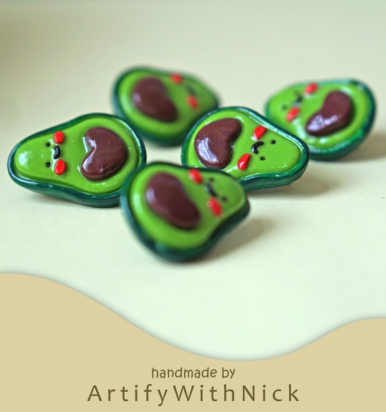 Handmade Avocado Clay Pin, Polymer Clay Pin, Cute Avocado Pin, Handmade ...