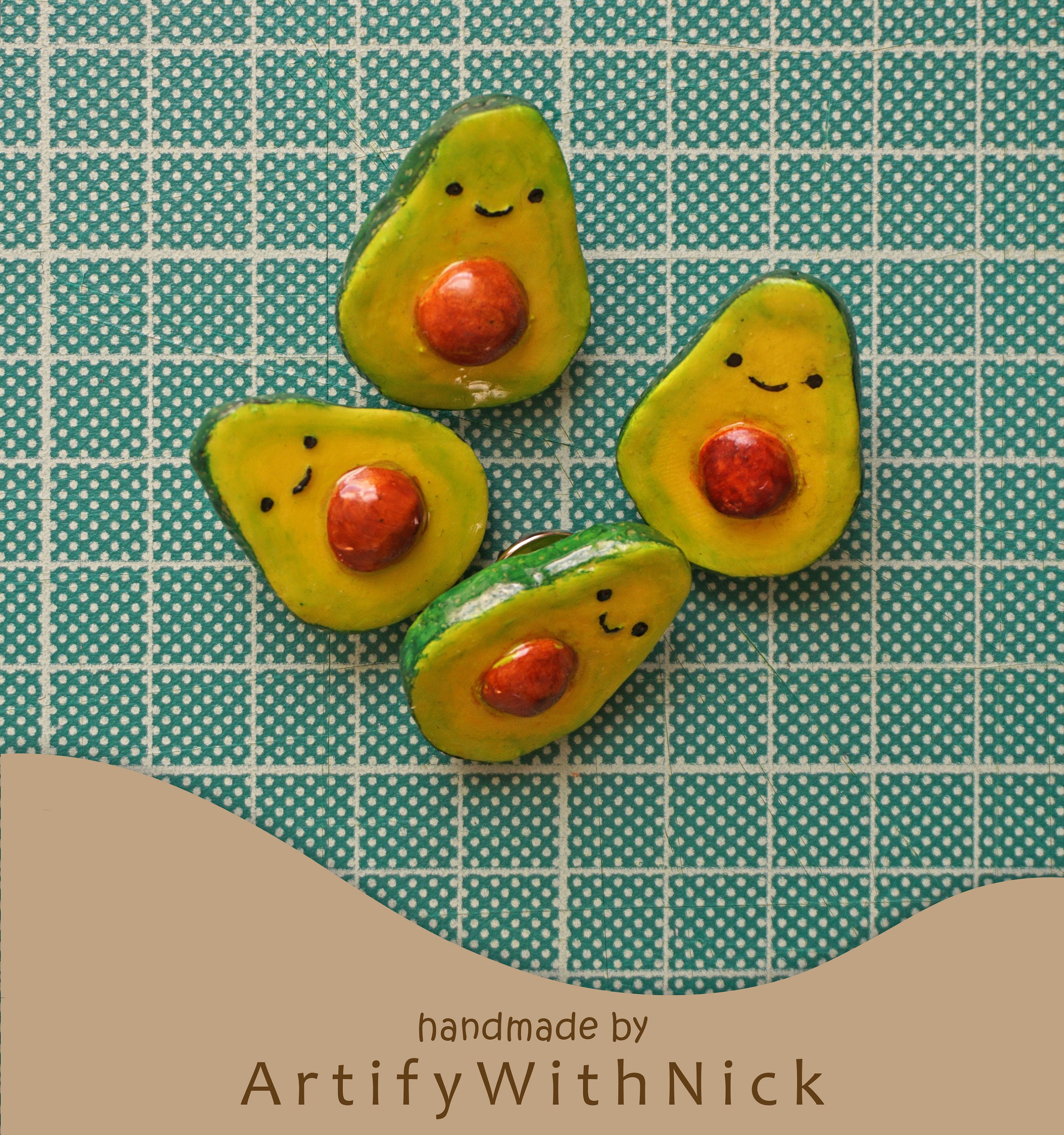 Handmade Avocado Clay Pin, Polymer Clay Pin, Cute Avocado Pin, Handmade ...