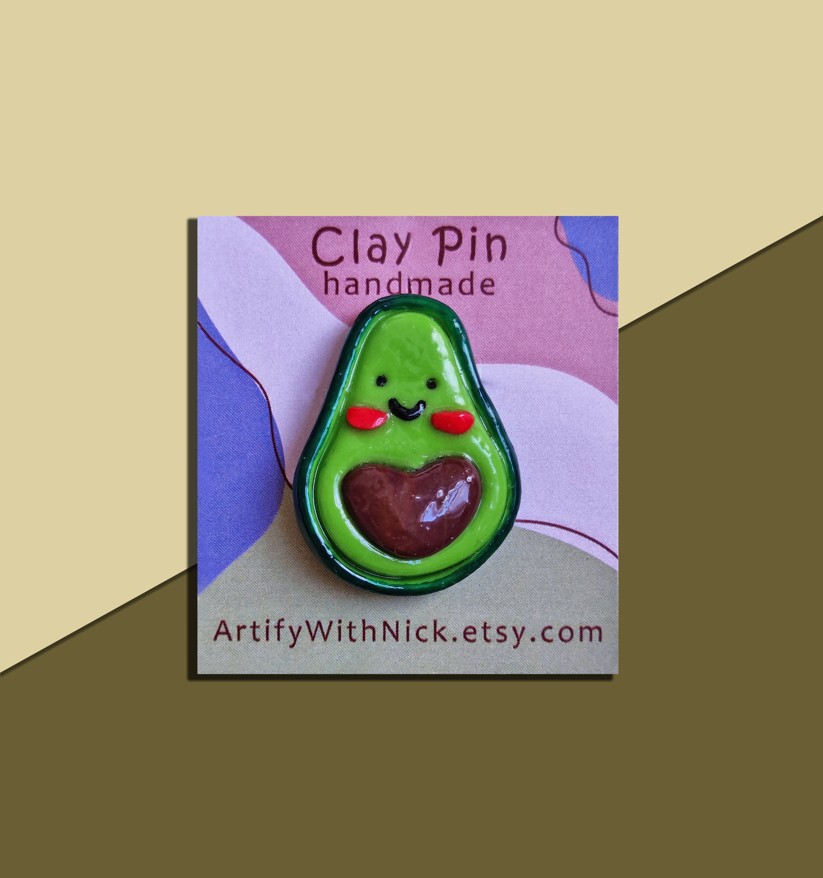 Handmade Avocado Clay Pin, Polymer Clay Pin, Cute Avocado Pin, Handmade ...