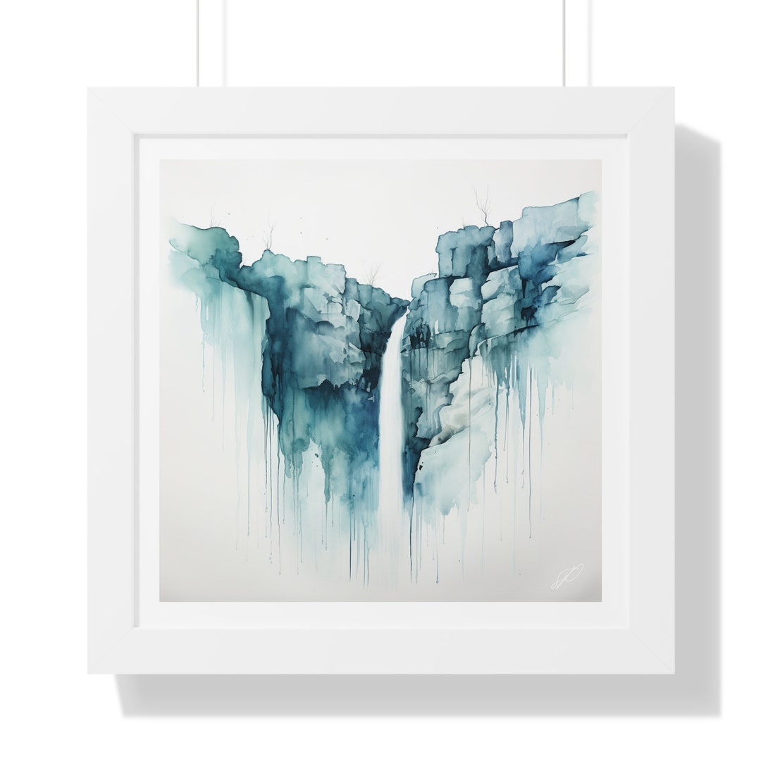 Waterfall Art Print Watercolor Art Original Print Nature Art Rustic ...