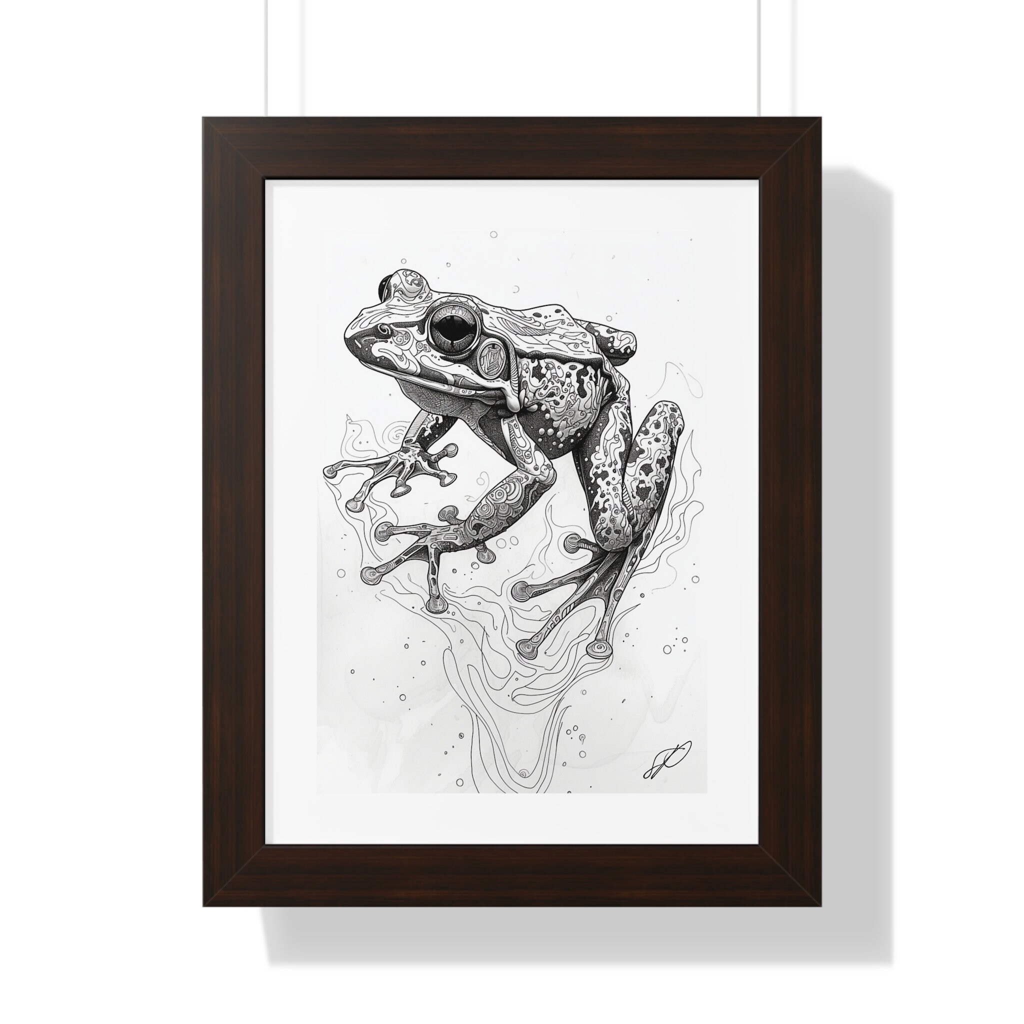Frog Art Print Frog Drawing Lover Frog Art Painting Frog Gift Art Frog Nursery Wall Decor Framed ...