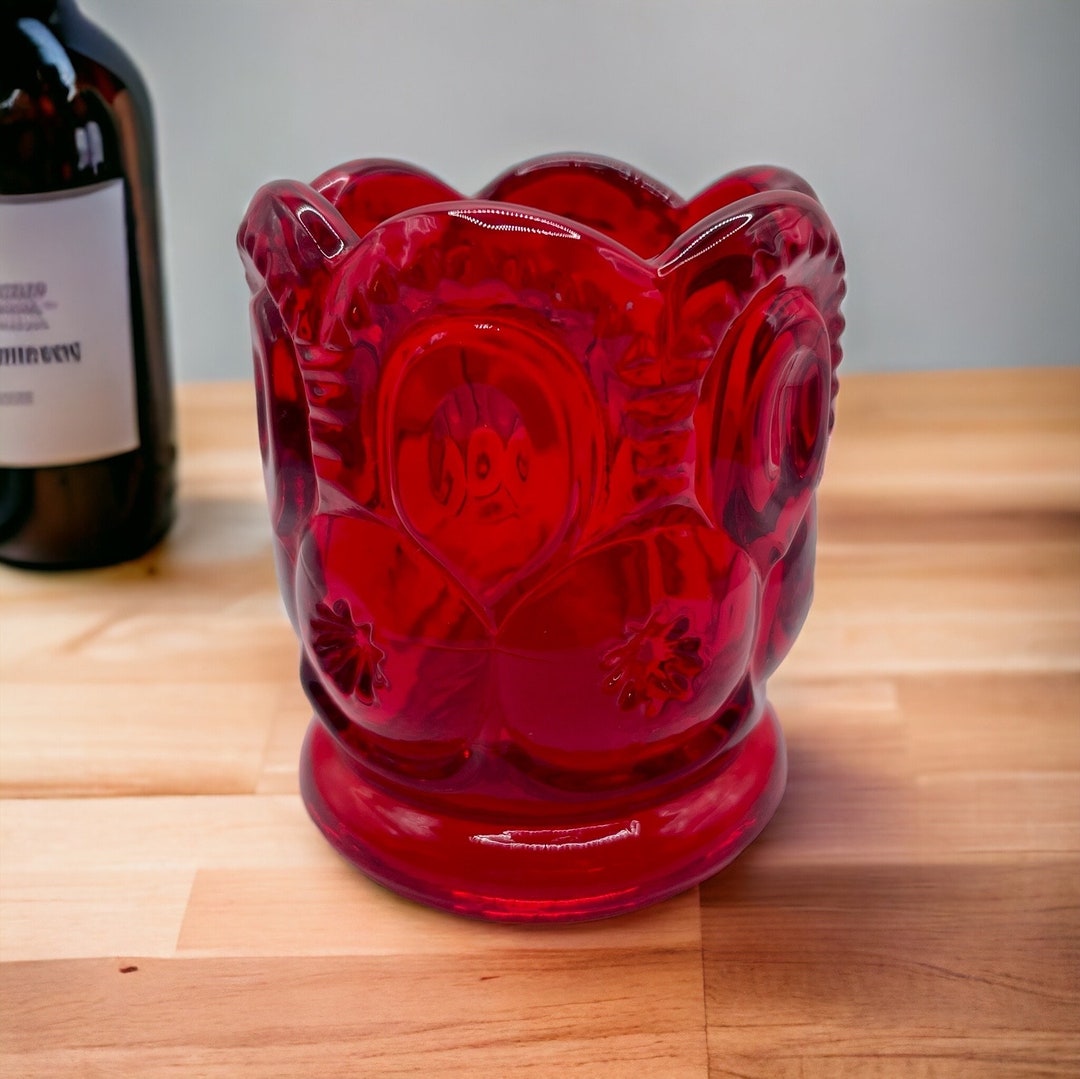 Moon and Star Glass, Ruby Round Bottom Toothpick Holder - Etsy