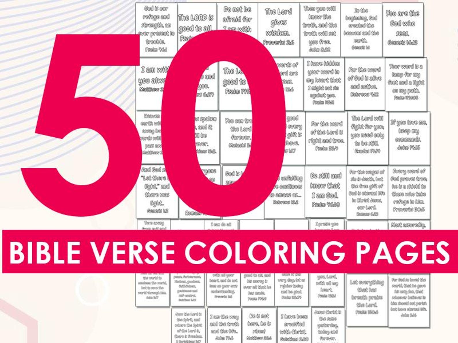 50 Bible Verse Coloring Pages Christian Coloring Sheets Hand-lettered ...