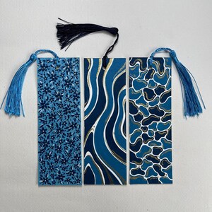 Blue Abstract Bookmarks (set of 3) - Handmade Bookmarks, Acrylic ...