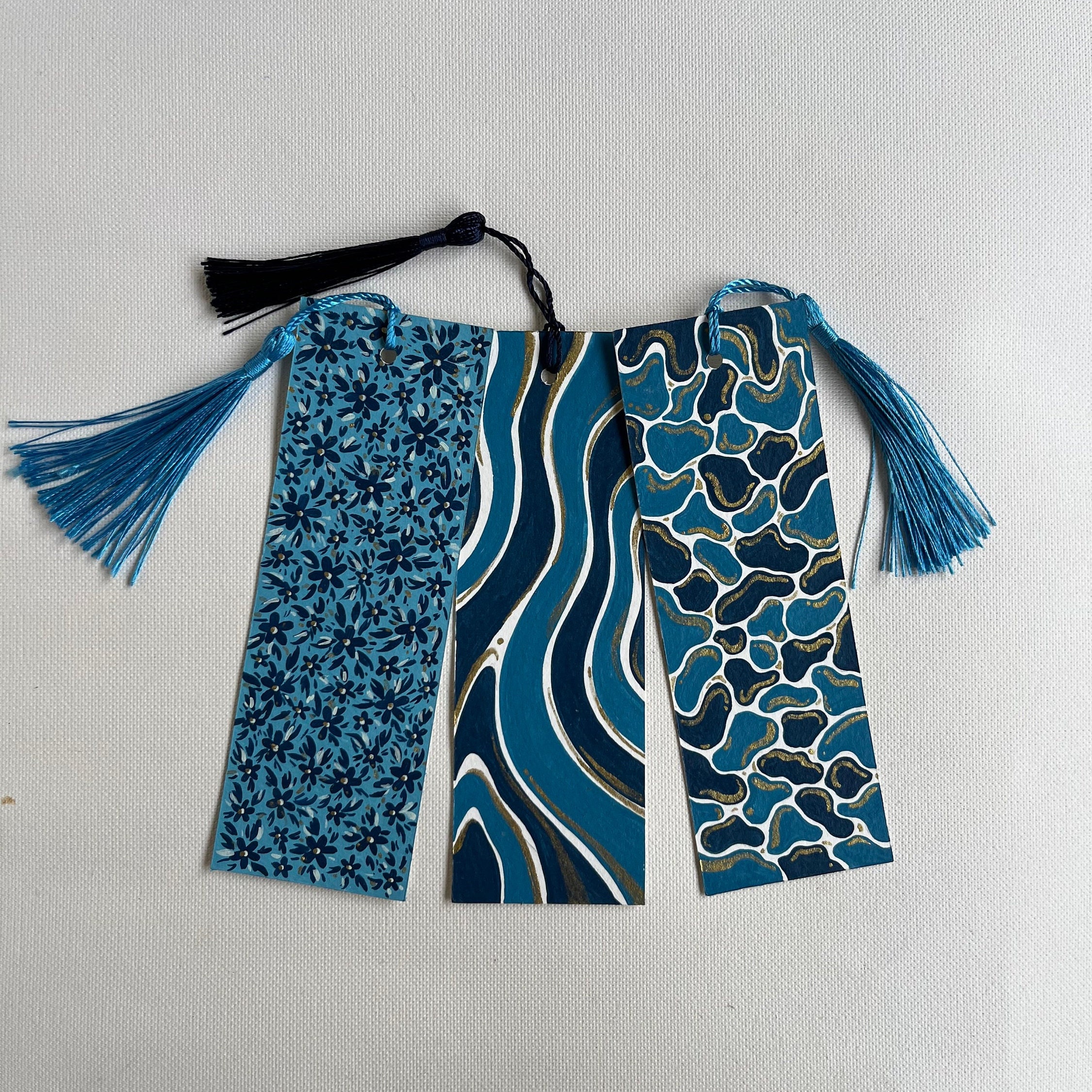 Blue Abstract Bookmarks (set of 3) - Handmade Bookmarks, Acrylic ...