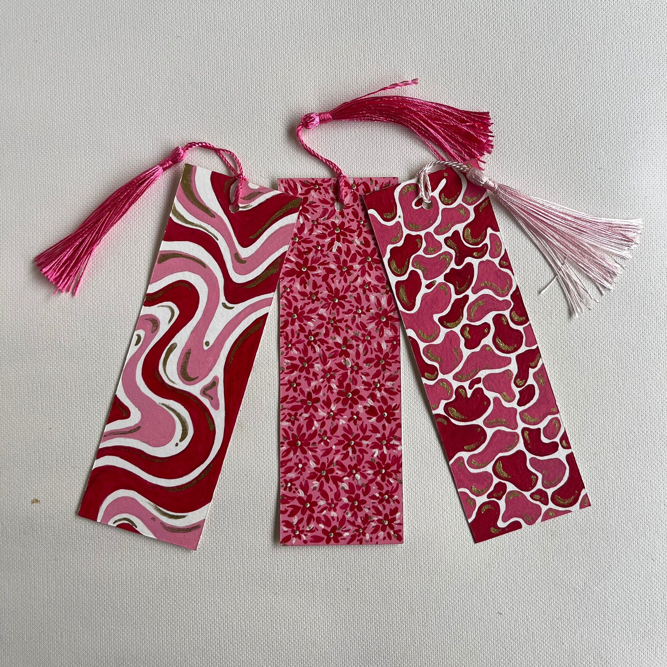 Pink Abstract Bookmarks (set of 3) - Handmade Bookmarks, Acrylic ...