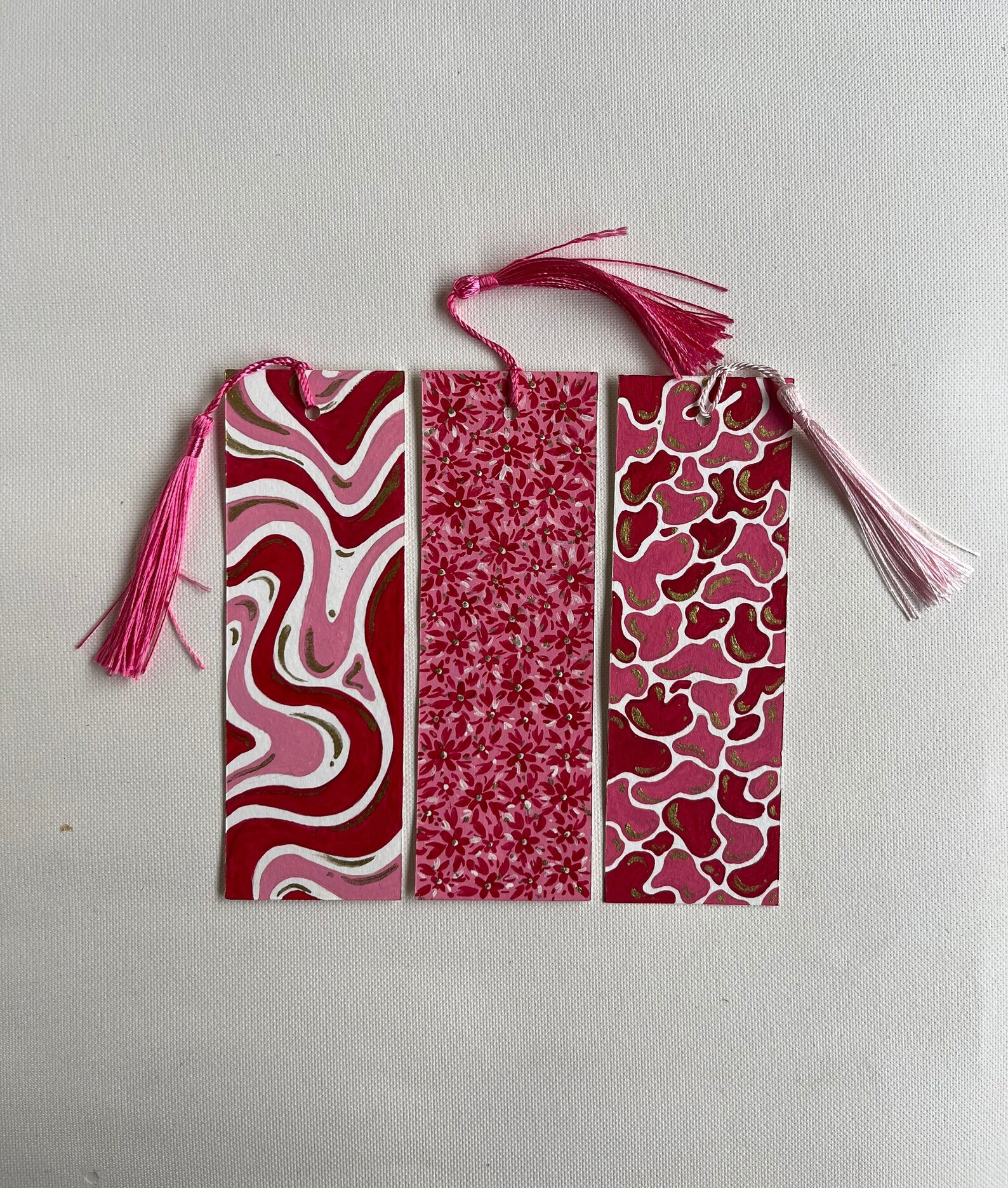 Pink Abstract Bookmarks (set of 3) - Handmade Bookmarks, Acrylic ...