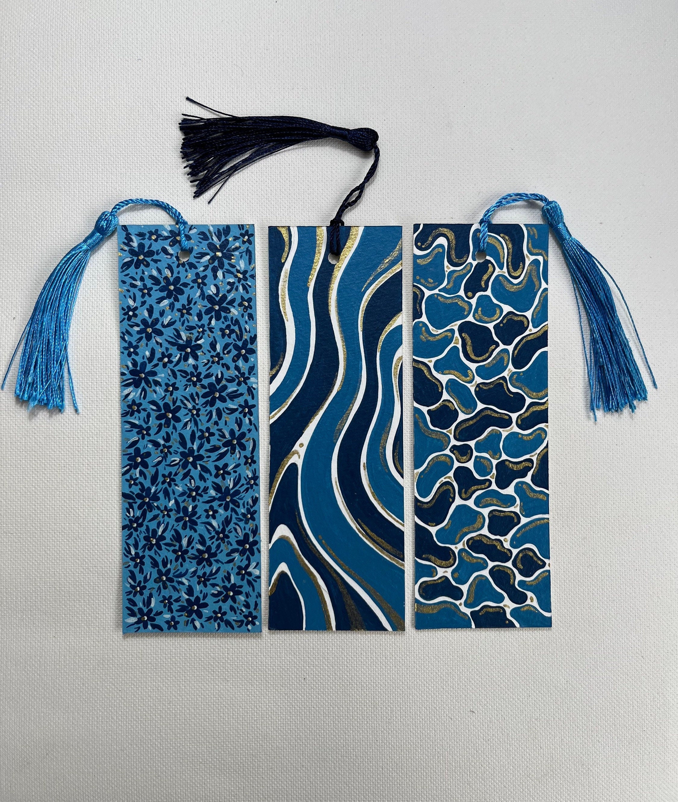 Blue Abstract Bookmarks (set of 3) - Handmade Bookmarks, Acrylic ...