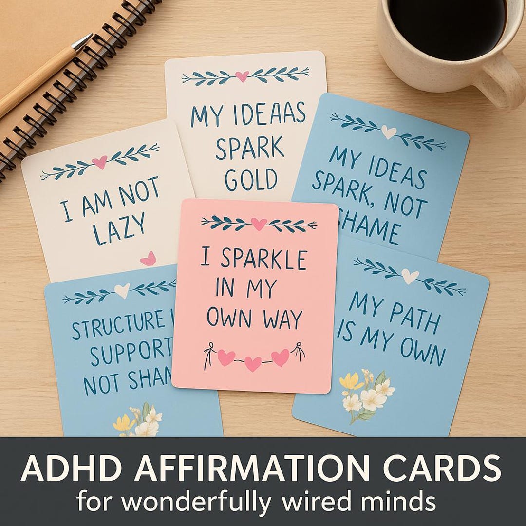 ADHD Affirmation Cards Printable Digital Deck Mindfulness Support ...