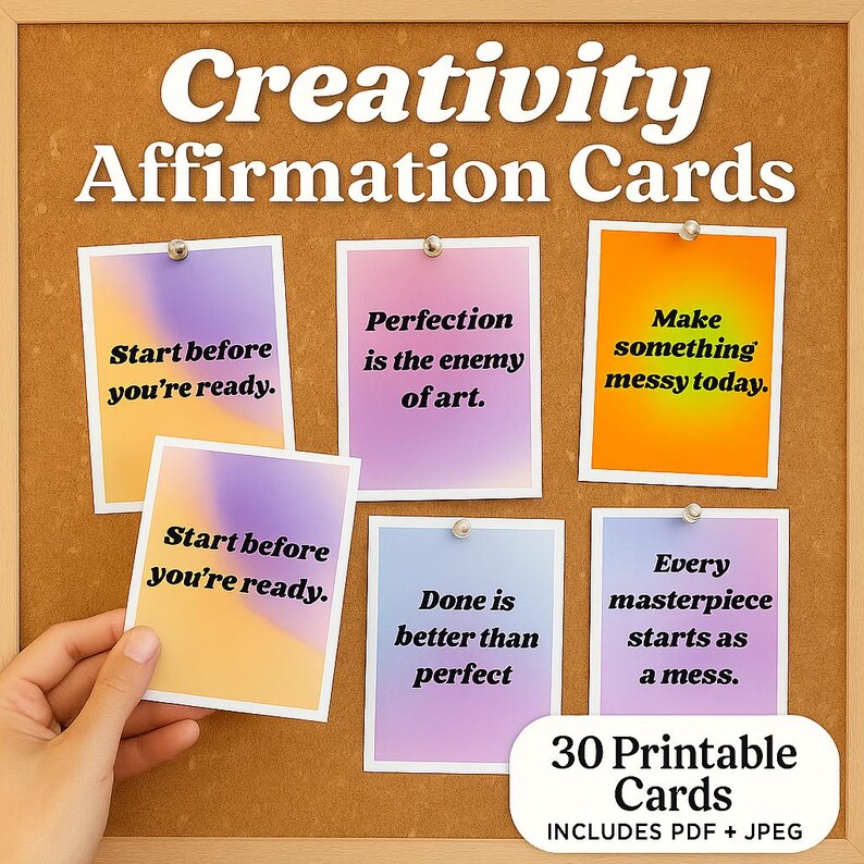 Creativity Affirmation Cards Printable Digital Deck for Creative ...