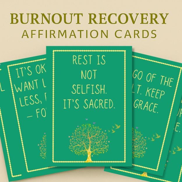 Burnout Recovery Affirmation Cards Printable Digital Deck for ...