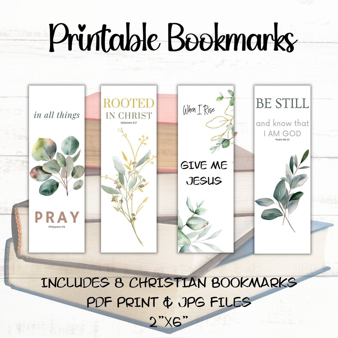 Eucalyptus Watercolor Christian Bookmarks, Bible Verse Scripture ...