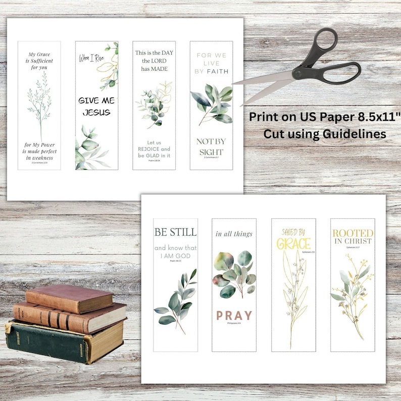 Eucalyptus Watercolor Christian Bookmarks, Bible Verse Scripture ...