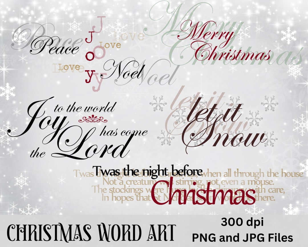 Christmas Word Art, Holiday Word Art, Christmas Clipart, Printable ...