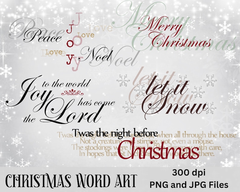 Christmas Word Art, Holiday Word Art, Christmas Clipart, Printable ...