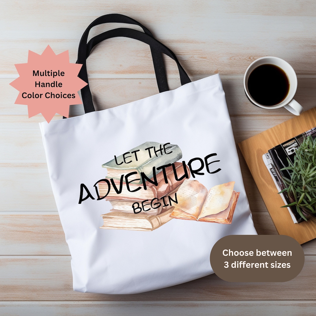 Let the Adventure Begin Book Bag, Book Lover Gift, Booktrovert, Reading ...