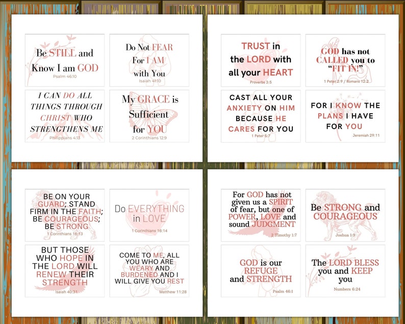 Bible Verse Scripture Affirmation Cards, Gods Word, Encouragement ...