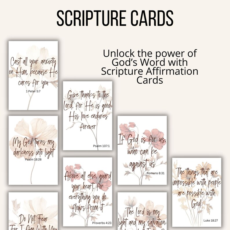 Scripture Affirmation Cards, Instant Download, Printable, Bible Verses ...