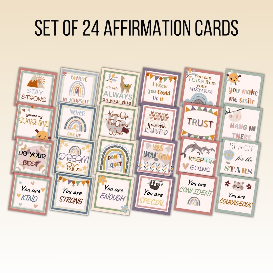 Kids Digital Affirmation Cards, Printable Kids Daily Affirmation Cards ...