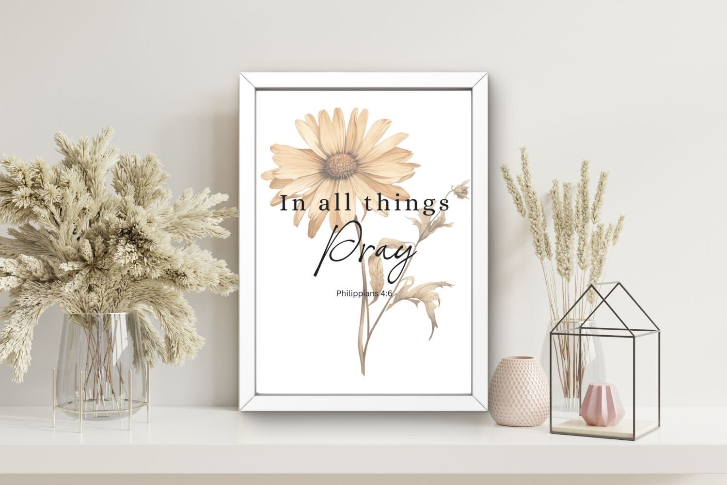 In All Things Pray, Printable Scripture Wall Art With or Without Flower ...