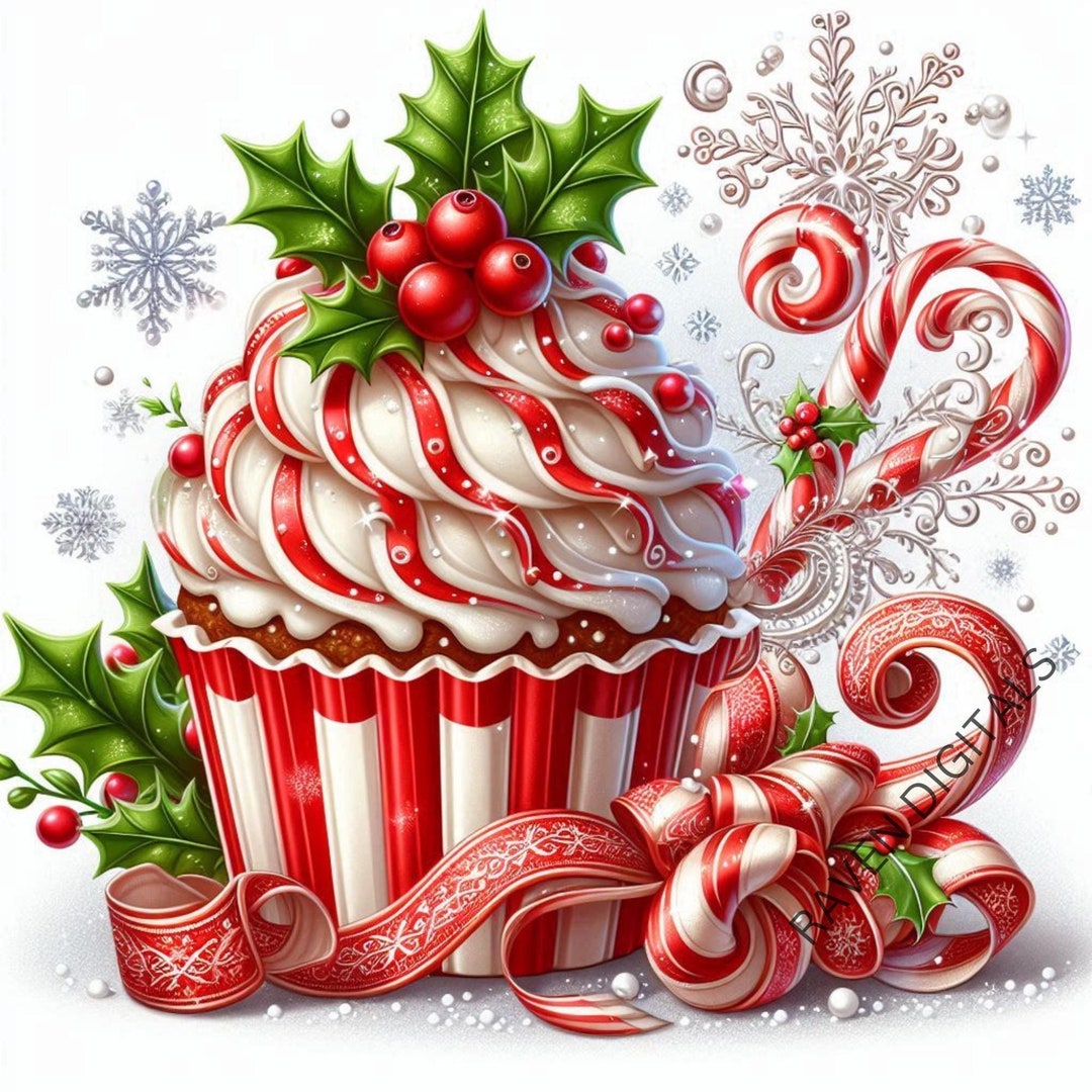 Christmas PNG, Christmas Clipart, Cupcakes, Strawberry, High Resolution ...