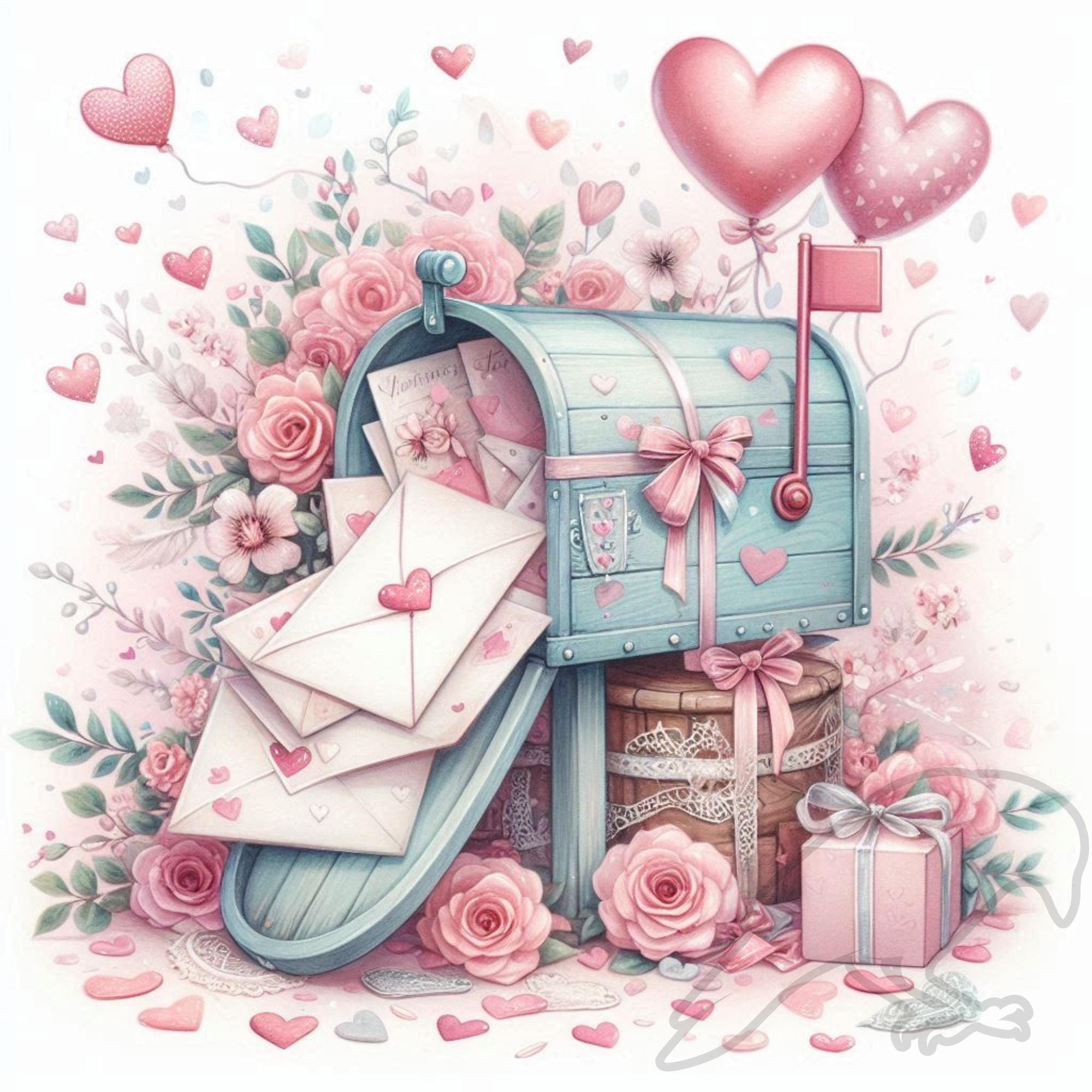 Pastel Watercolor Valentine Clipart: Love Letters & Hearts (PNG) With ...