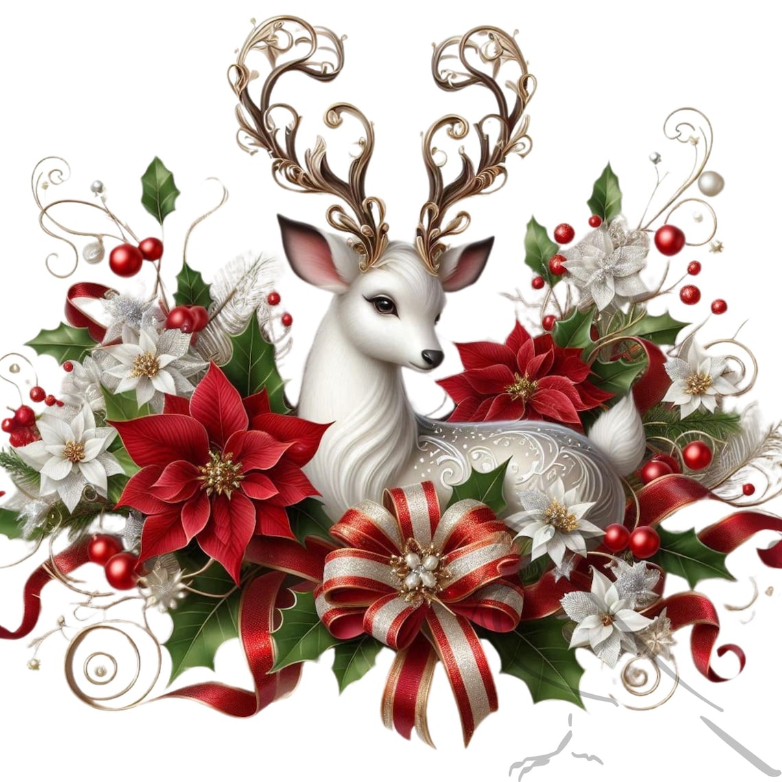 Christmas Reindeer Watercolor Clipart: 22 PNG Illustrations - Etsy