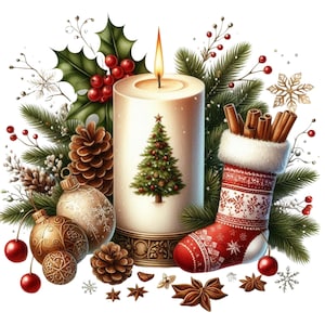 Christmas Clipart, PNG Holiday Clipart, Set of 14 Transparent - Etsy