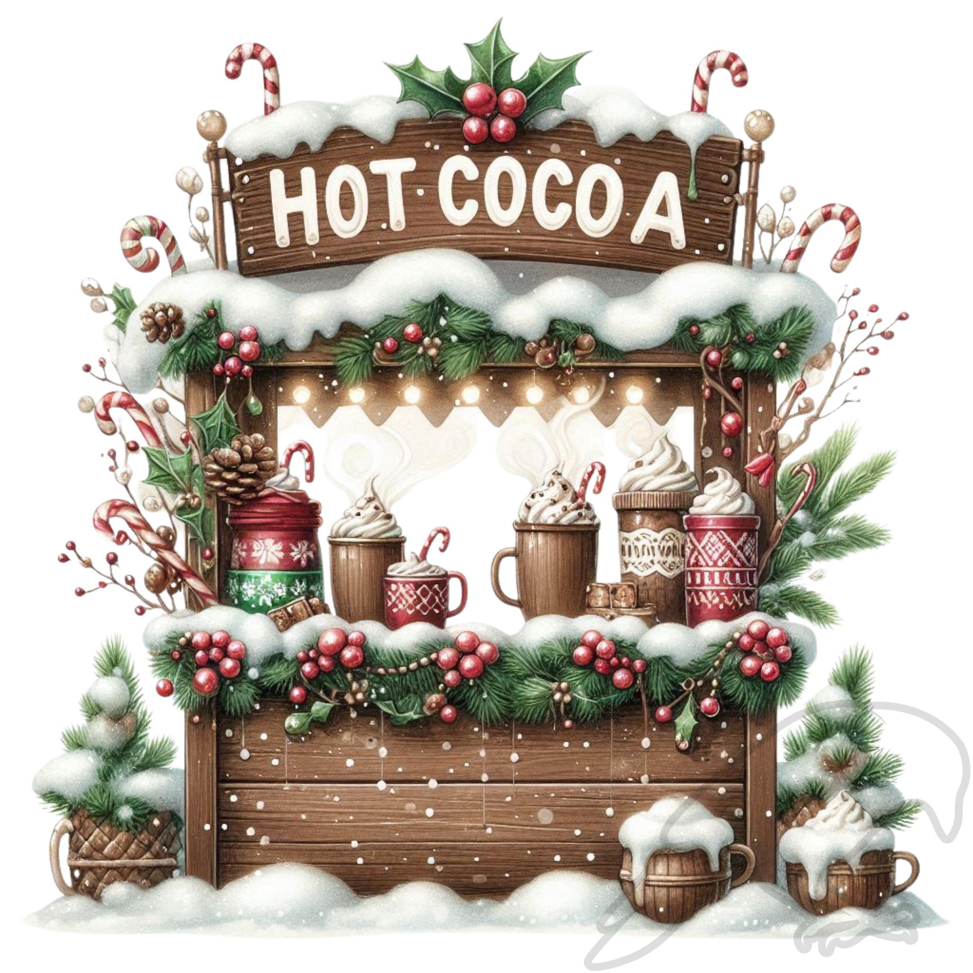Watercolor Hot Cocoa Christmas Clipart: 10 PNG Images (digital Download ...