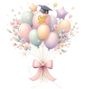 Grad Clipart, Watercolor Graduation Clipart, Balloon Grad PNG Set of 9 ...