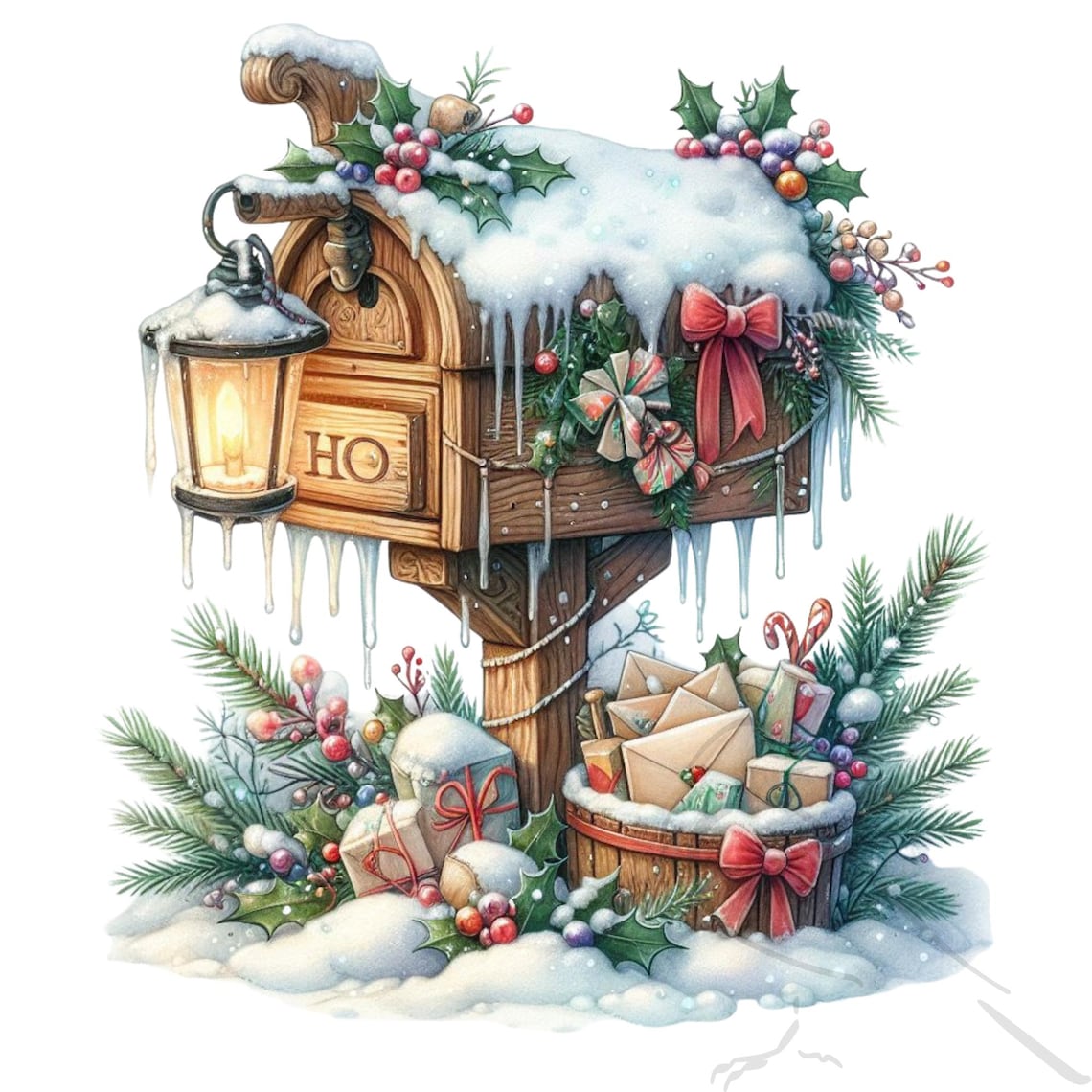 Christmas Clipart PNG, Festive Winter, Watercolor Holiday Art, Set of ...