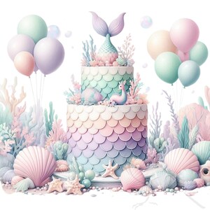 Mermaid Clipart Set: Under the Sea Graphics (instant Download Png, Set ...