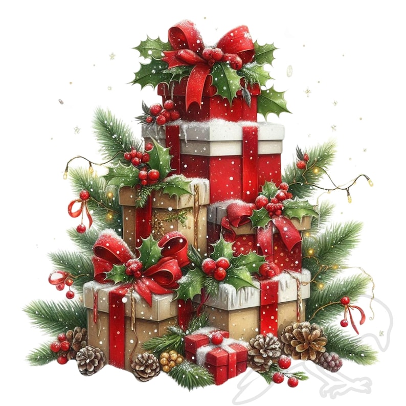 Christmas Clipart PNG: Holiday Gifts Designs (set of 12) Transparent ...
