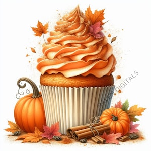 Autumn Cupcake Clipart: Fall Watercolor PNG Images (set of 25) - Etsy