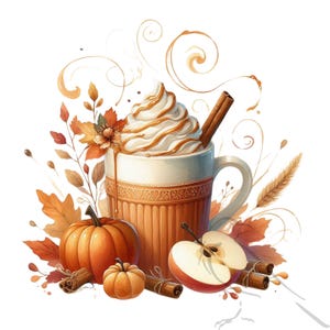 Autumn Clipart, Fall PNG Images , Pumpkin Spice Set of 14 High-quality ...